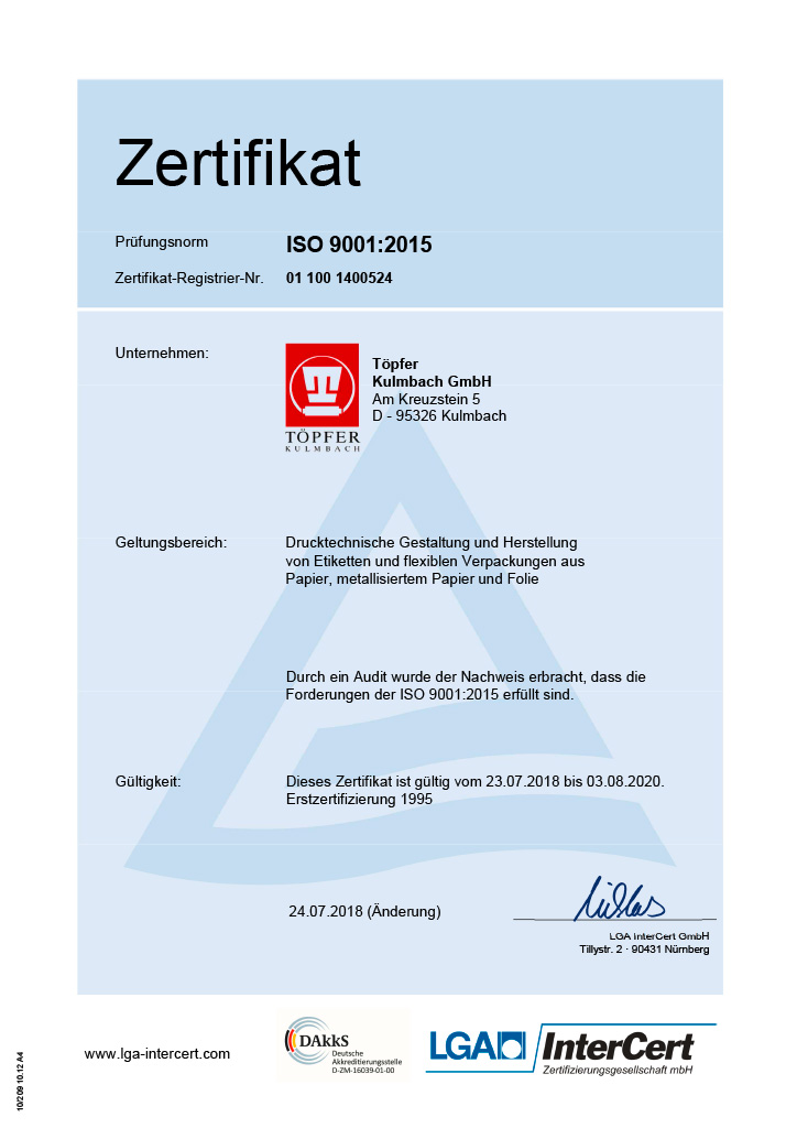 Zertifiziertes Unternehmen: Töpfer Kulmbach - Startseite